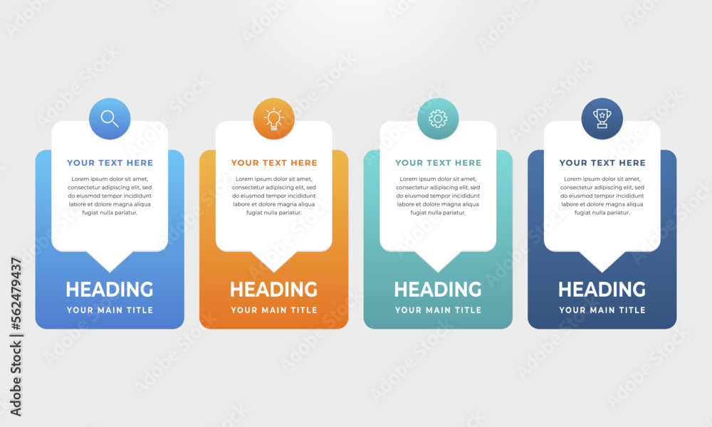 Gradient process infographic. Business concept with 4 steps. Stock ...