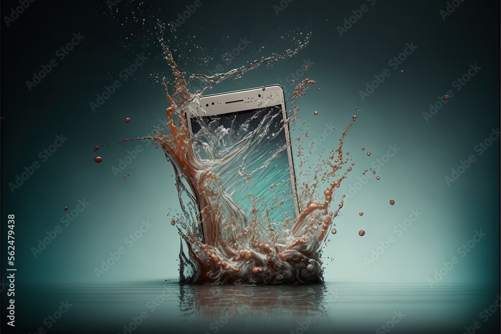 Smartphone falling to the floor, breaking smartphone, created with ...