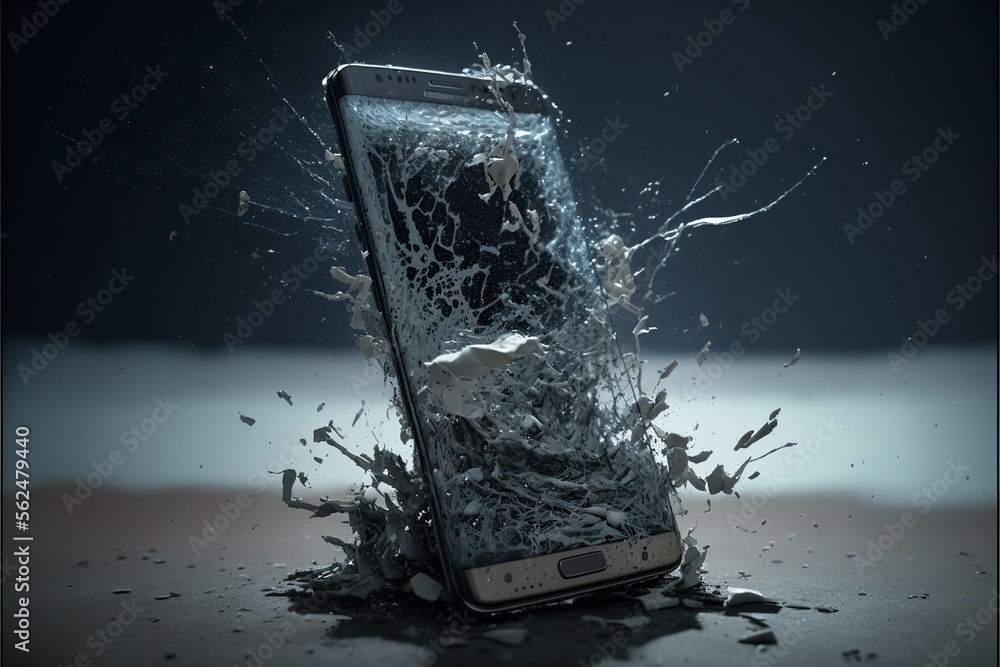 Smartphone falling to the floor, breaking smartphone, created with ...