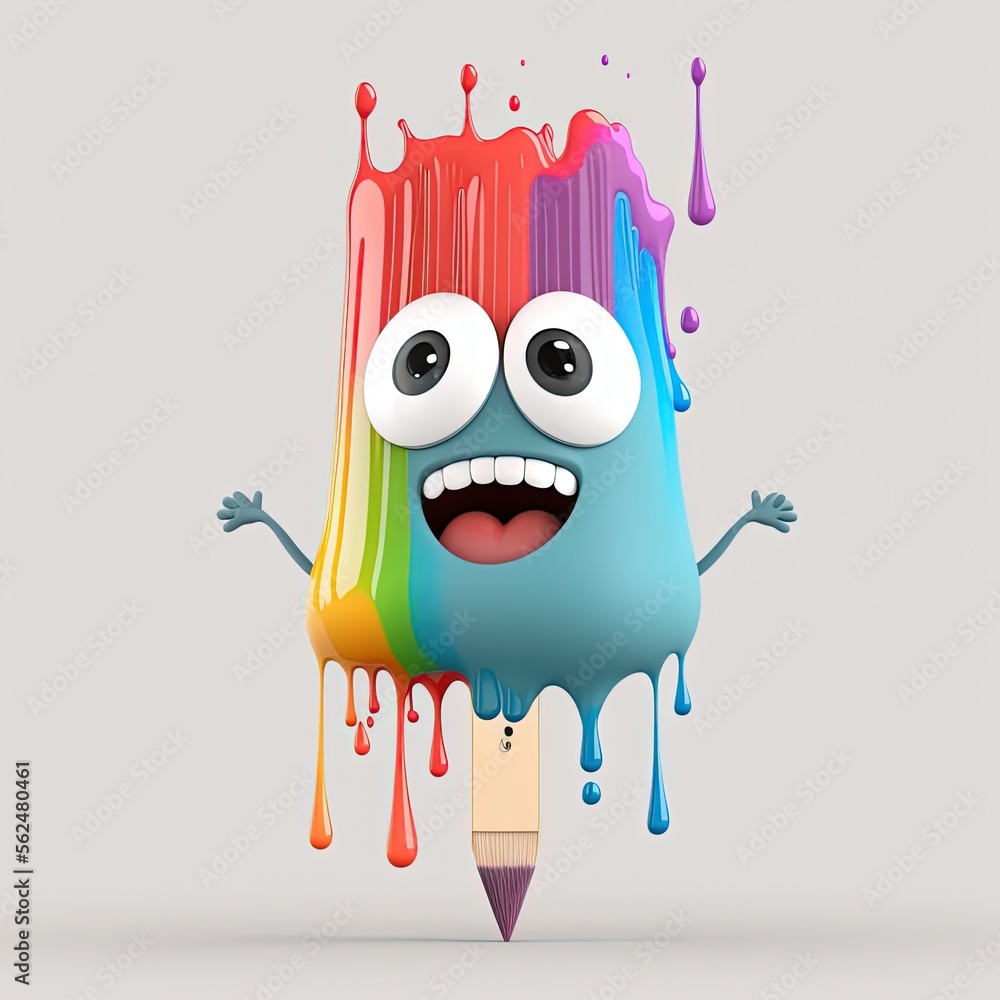 Cute Cartoon Paintbrush Character (Generative AI) Stock Illustration ...
