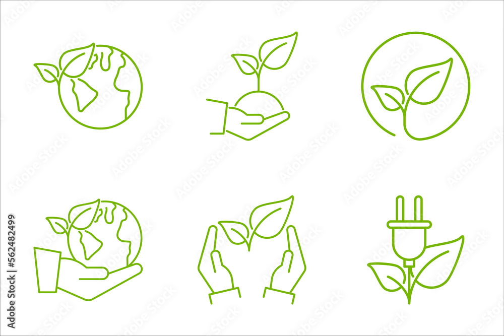 Eco friendly related thin line icon set. Linear ecology icons ...