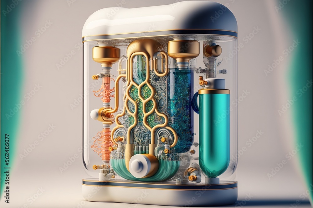 a machine with a lot of different things inside of it's body and some ...