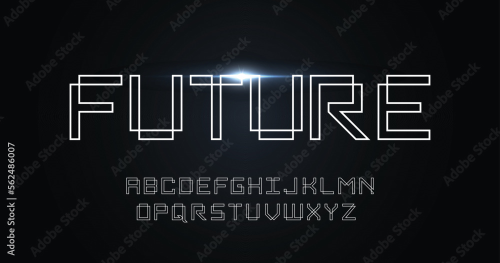 Grafika wektorowa Stock: Future style alphabet. Thin segment line font ...