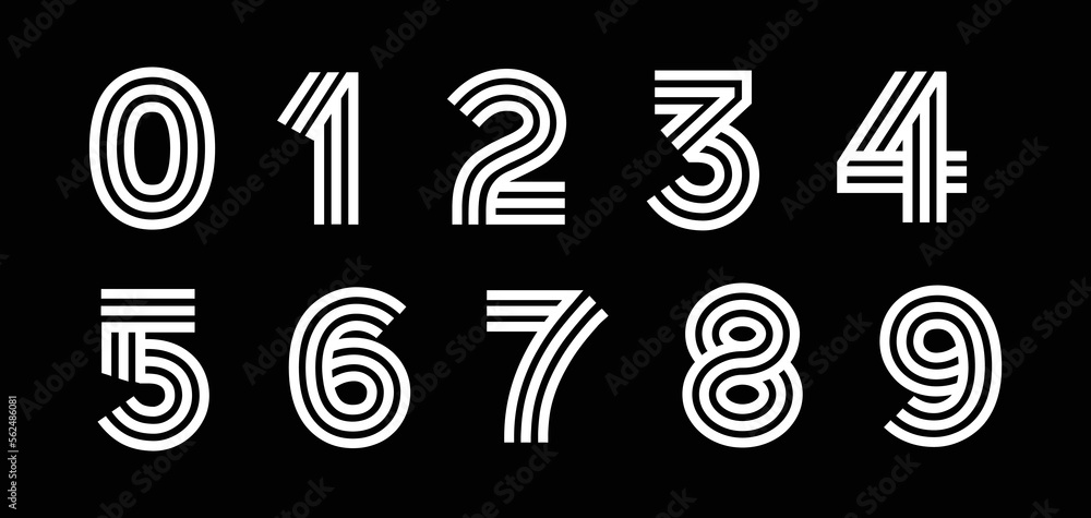 Set number fonts letters and three line numbers modern abstract design ...