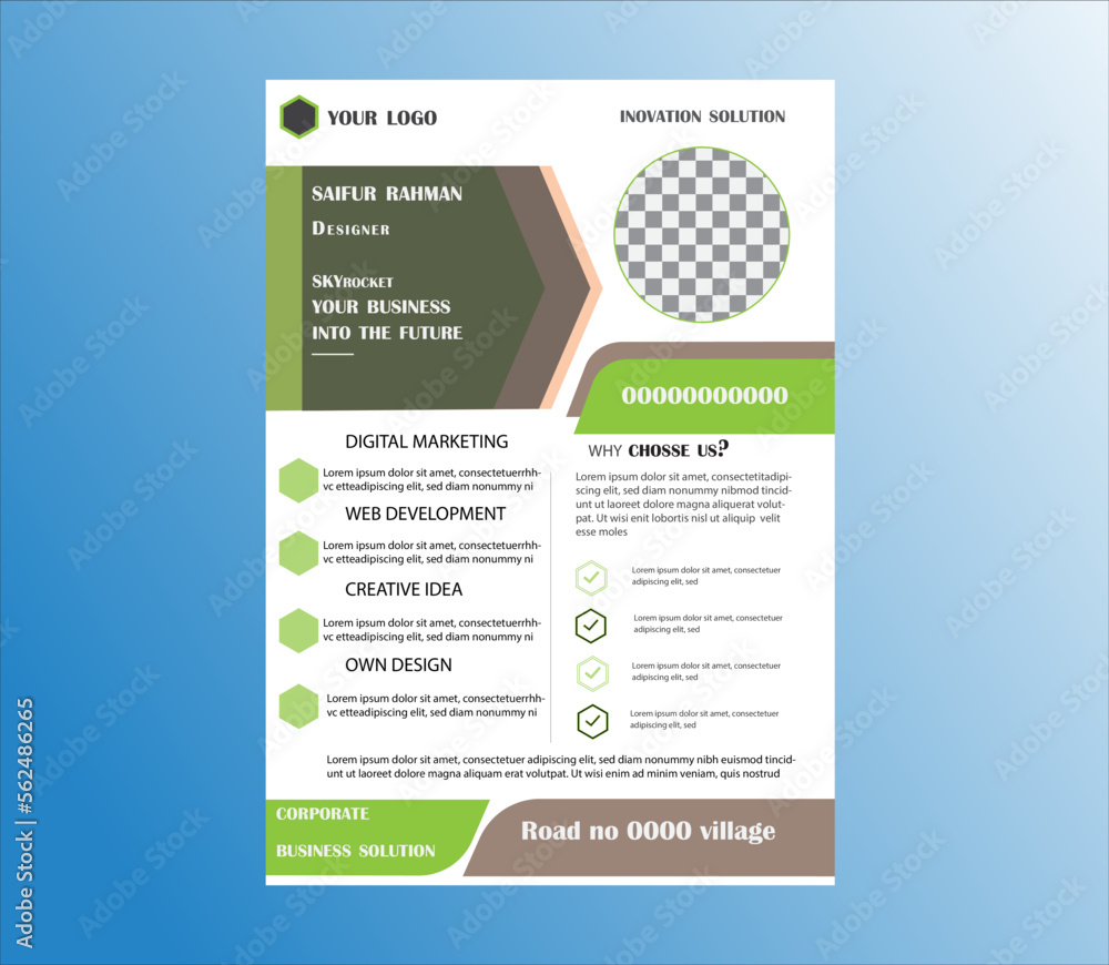 Modern A4 size Business Flyer vector template layout. Brochure cover ...