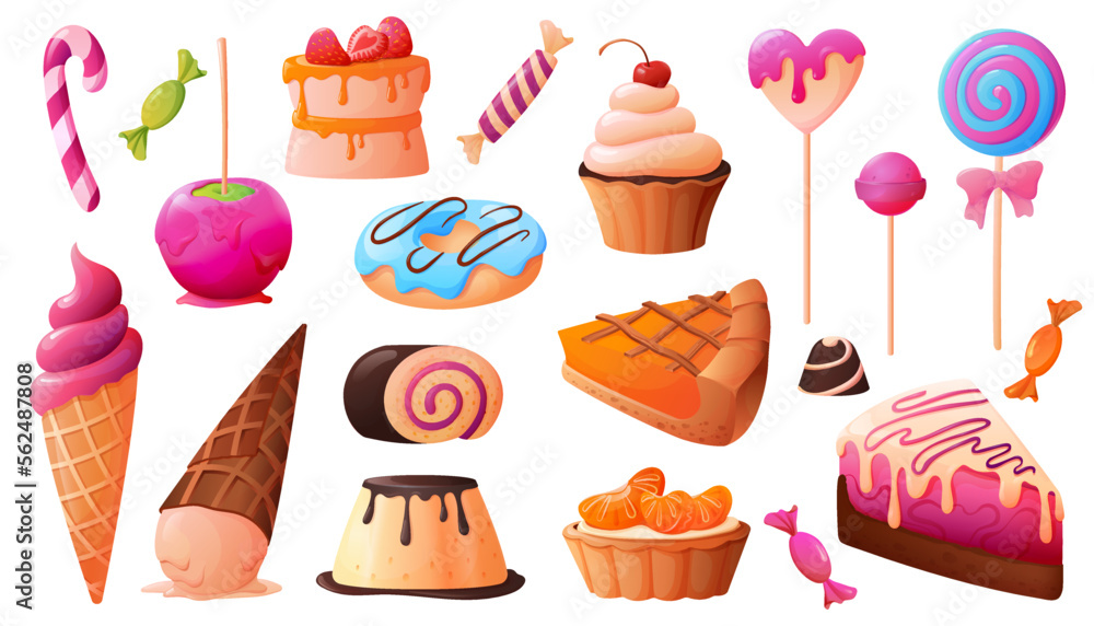 Candy Sweets Cartoon Set Stock Vector | Adobe Stock