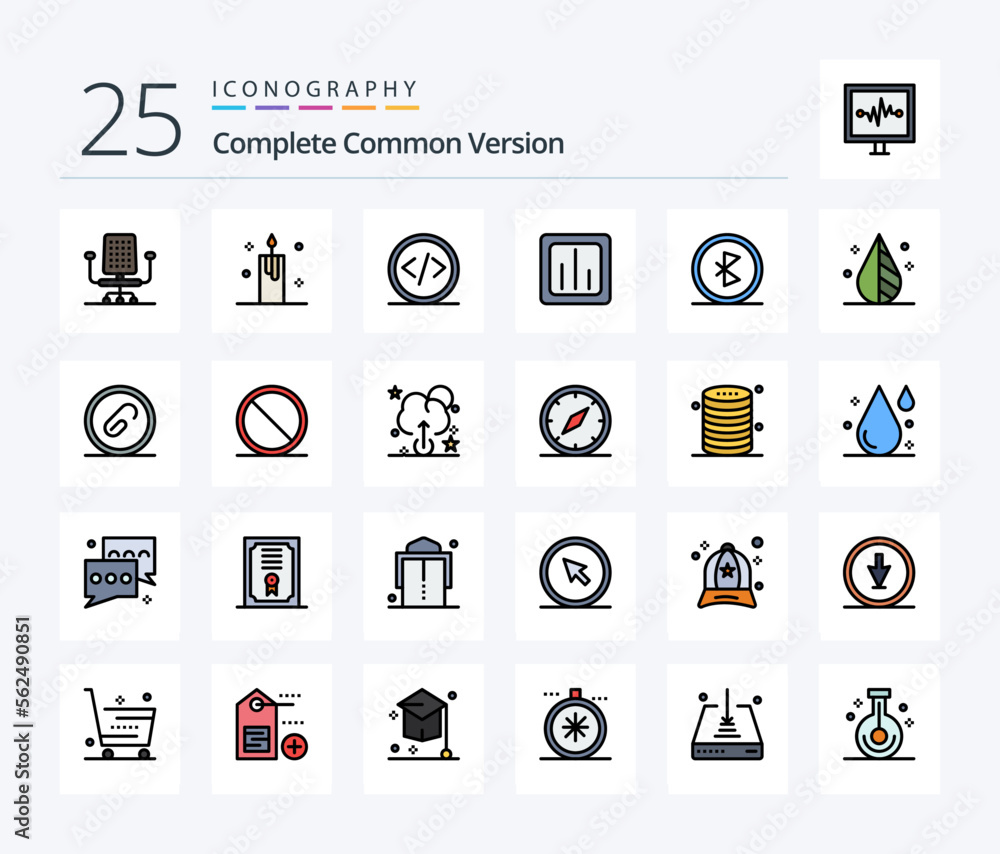 Complete Common Version 25 Line Filled icon pack including statistics ...