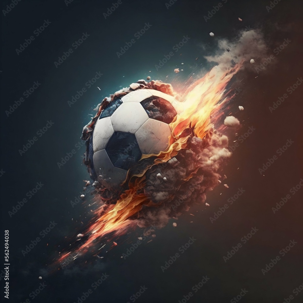 Soccer ball meteor. Generative AI Stock Illustration | Adobe Stock