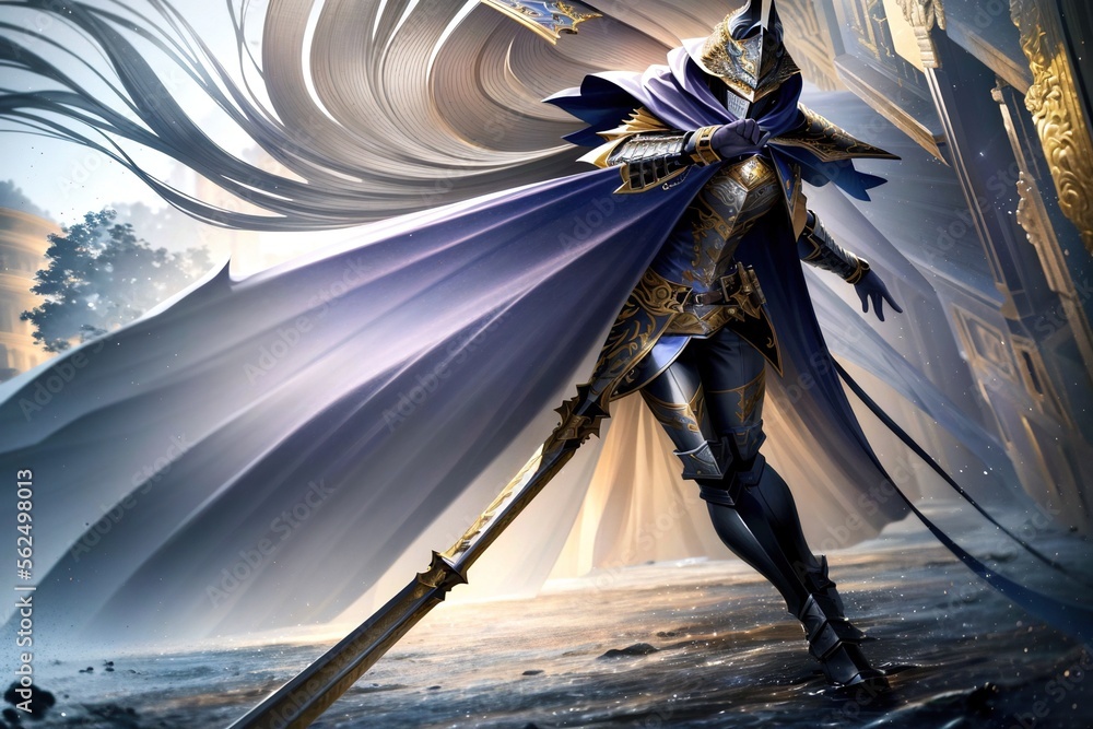 anime style artwork of a female knight in armor armor Stock ...