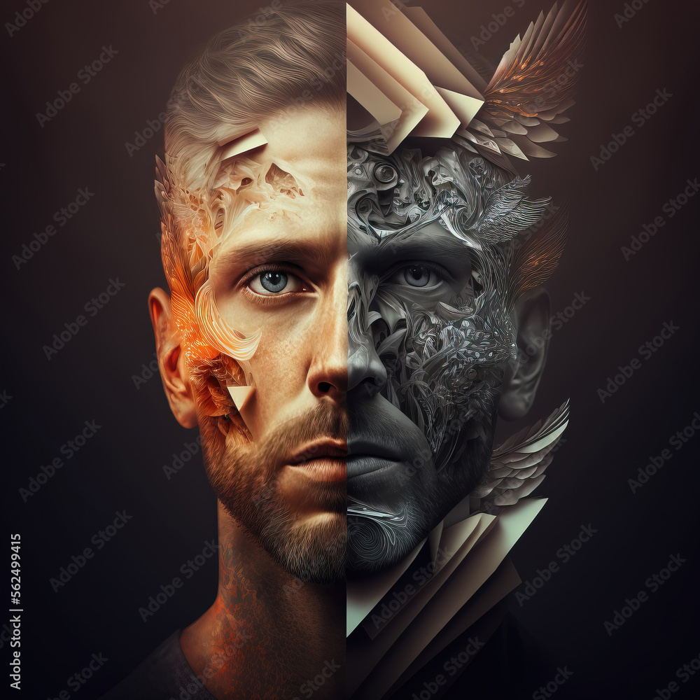 double face. gestalt therapy. sketch art for artist creativity and ...