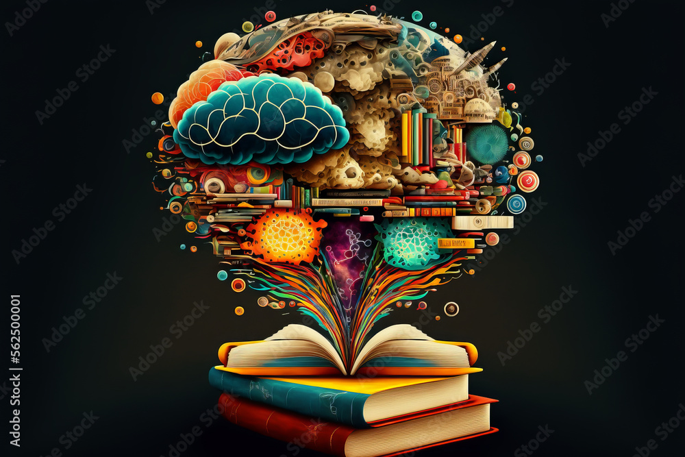 A Collage of Colorful Symbol of Learning and Intelligence: Generative ...