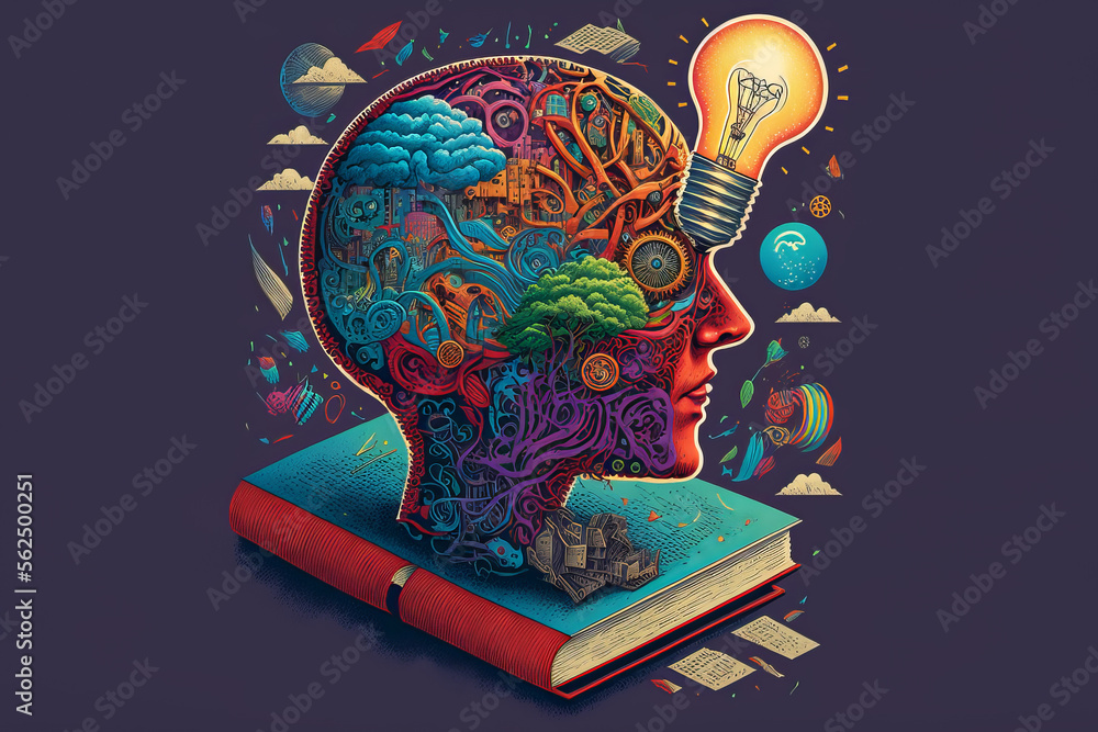 A Collage of Colorful Symbol of Learning and Intelligence: Generative ...