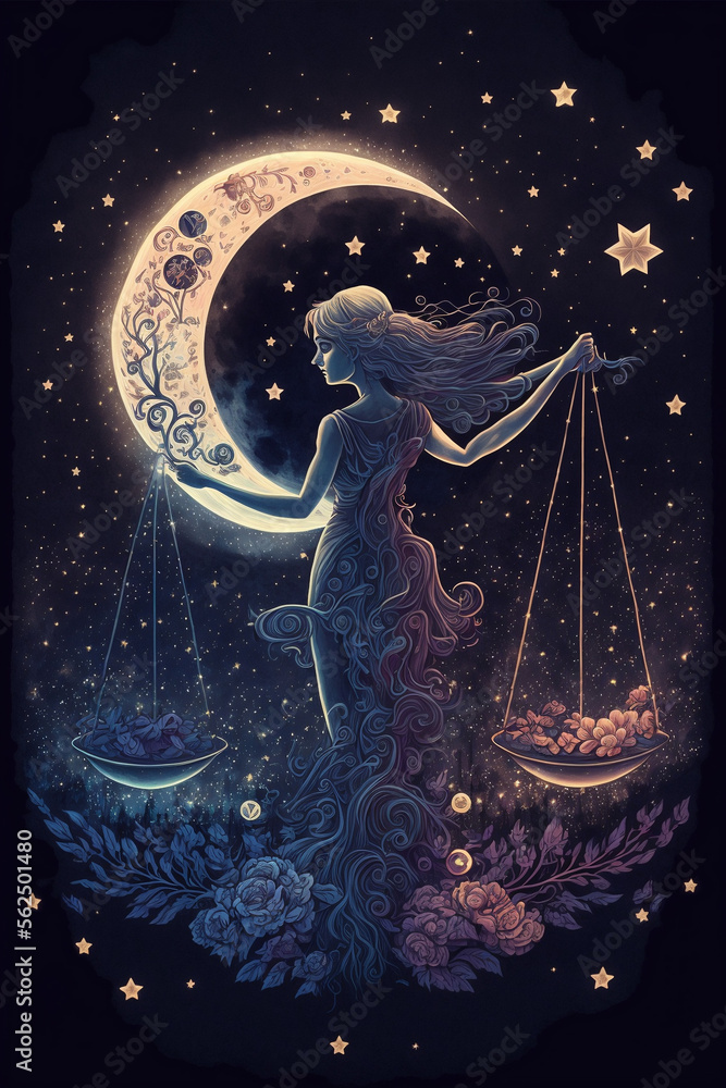 zodiac sign libra, balance sign astrologic, using a.i Stock Illustration | Adobe Stock