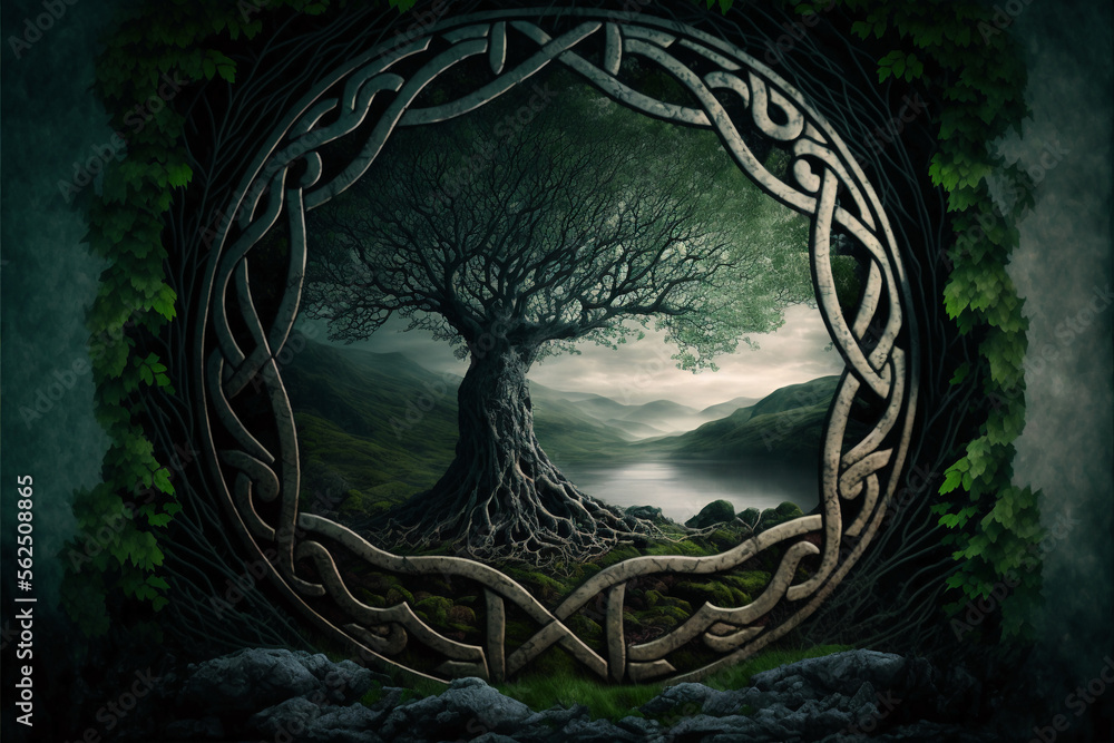 Celtic ancient forest. Sacred forest of the druids. AI generation Stock ...