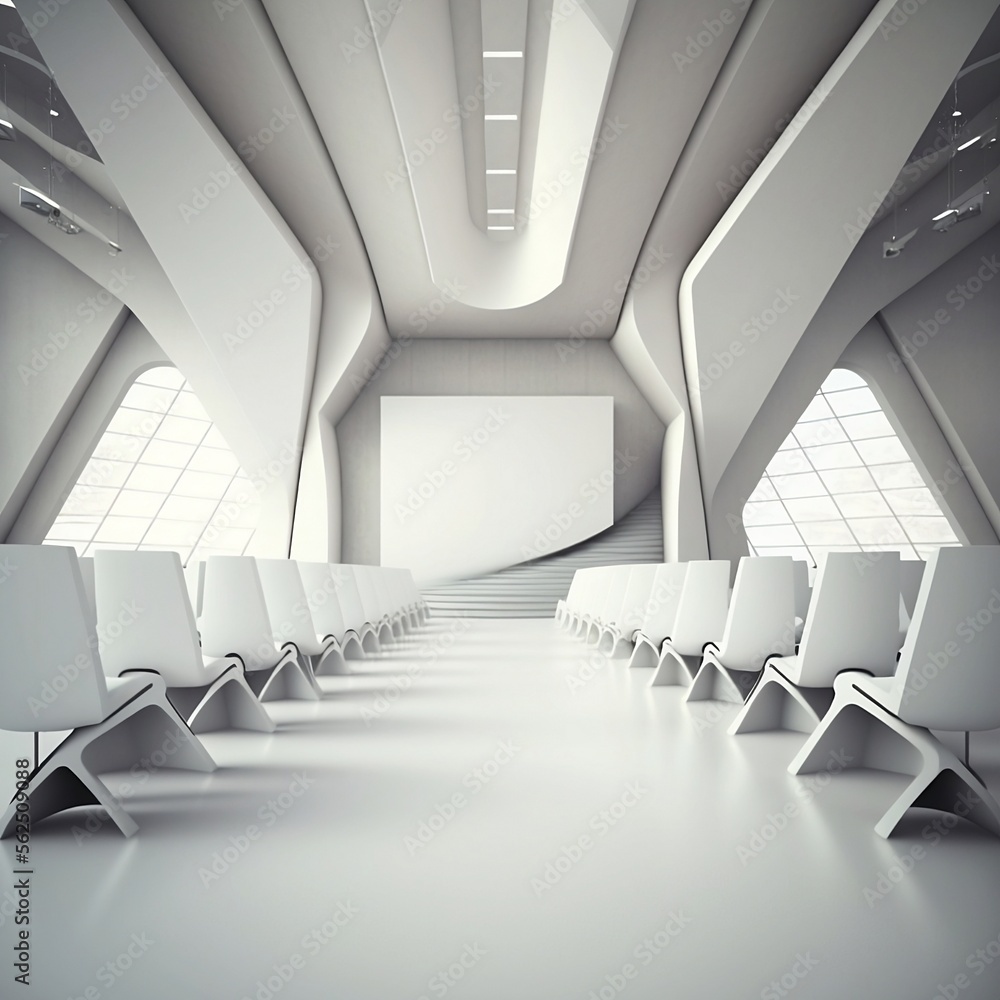 Depth of field photography of conference room. Modern, futuristic ...