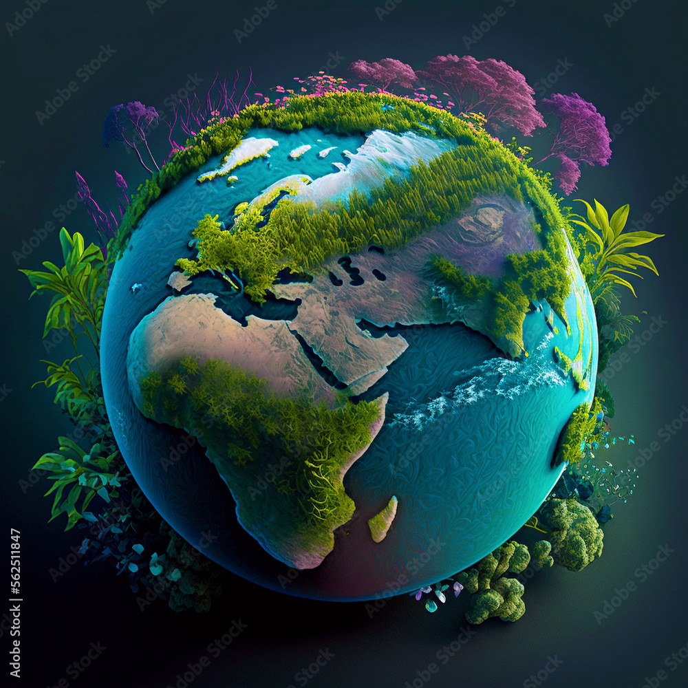 Beautiful planet Earth with its rich vegetation. Earth Day. Generative ...
