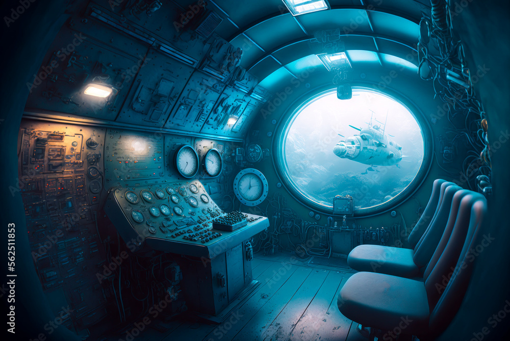 Submarine interior. Generative AI Stock Illustration | Adobe Stock