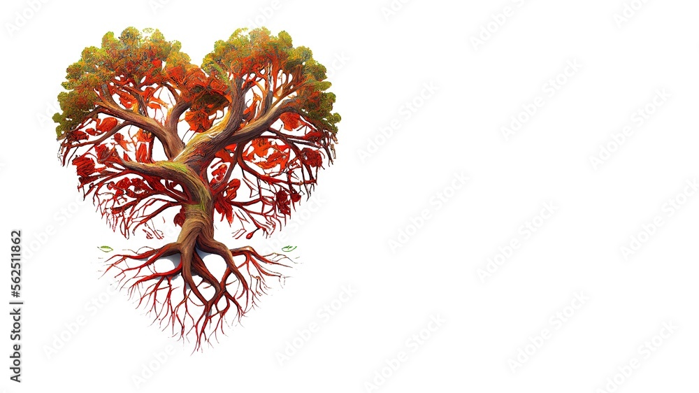 Heart tree illustration isolated on white background with copy space ...