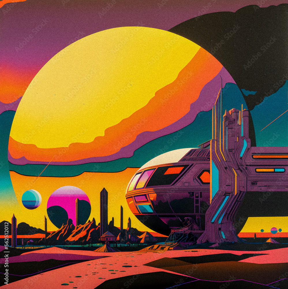 Hand drawn comic illustration, Retro and 90s style, Cosmos, Pop Art ...