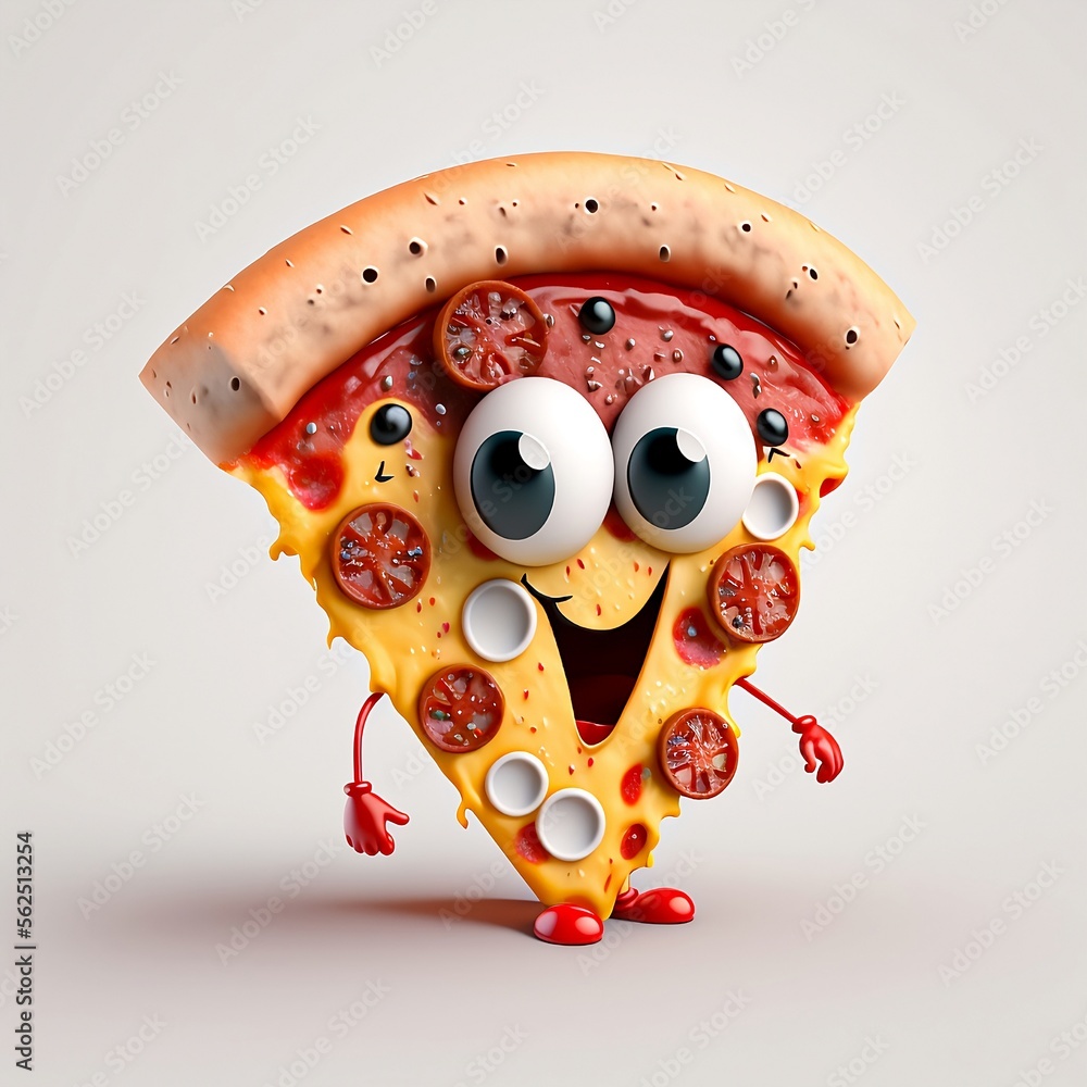 Cute pizza cut cartoon character on a white background created with ...