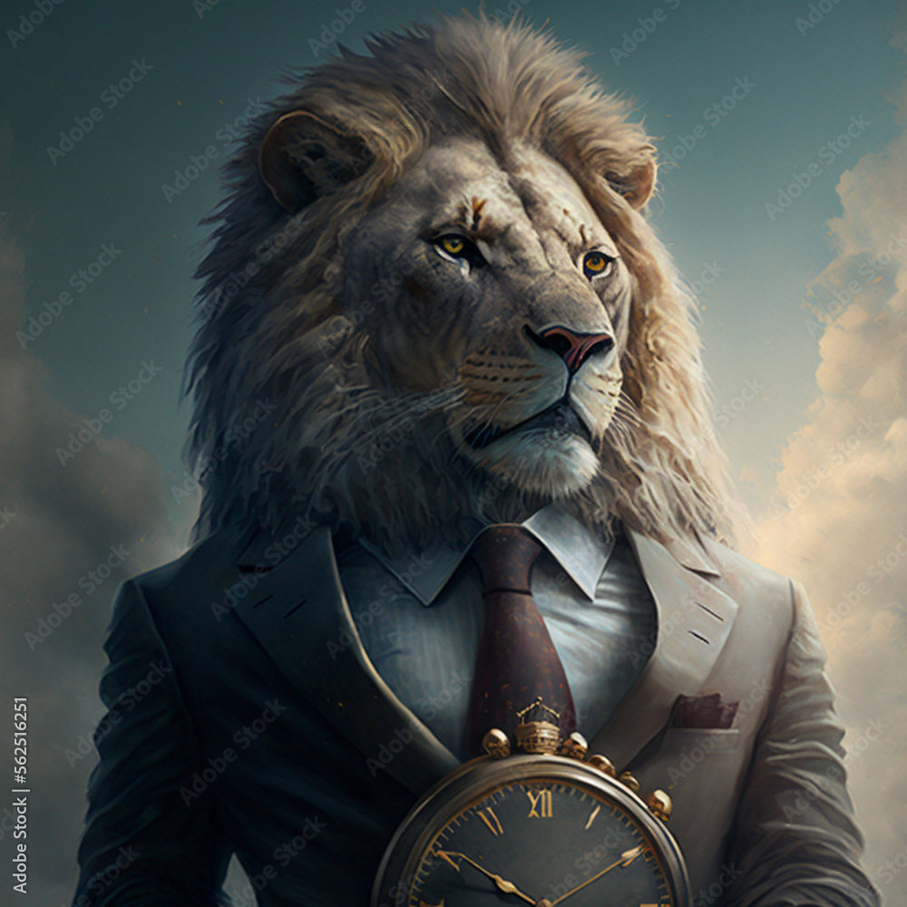 lion in the night, lion, lion and clock, lion on the roof, rich lion ...