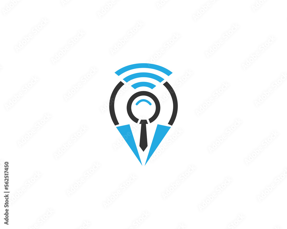 Find Job Vector Logo Design Template With Magnifying Glass and wifi ...