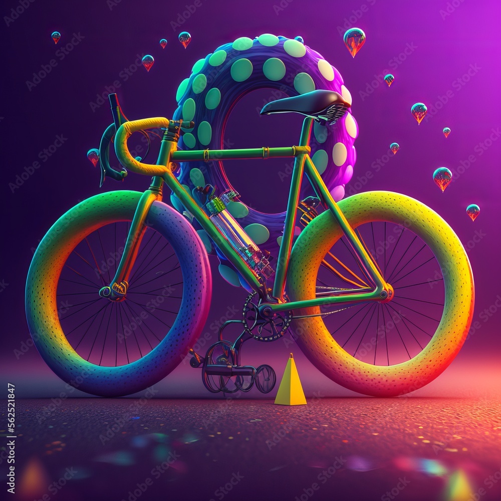 Colorful Bicycle Trip. Concept for world bicycle day in memory of ...