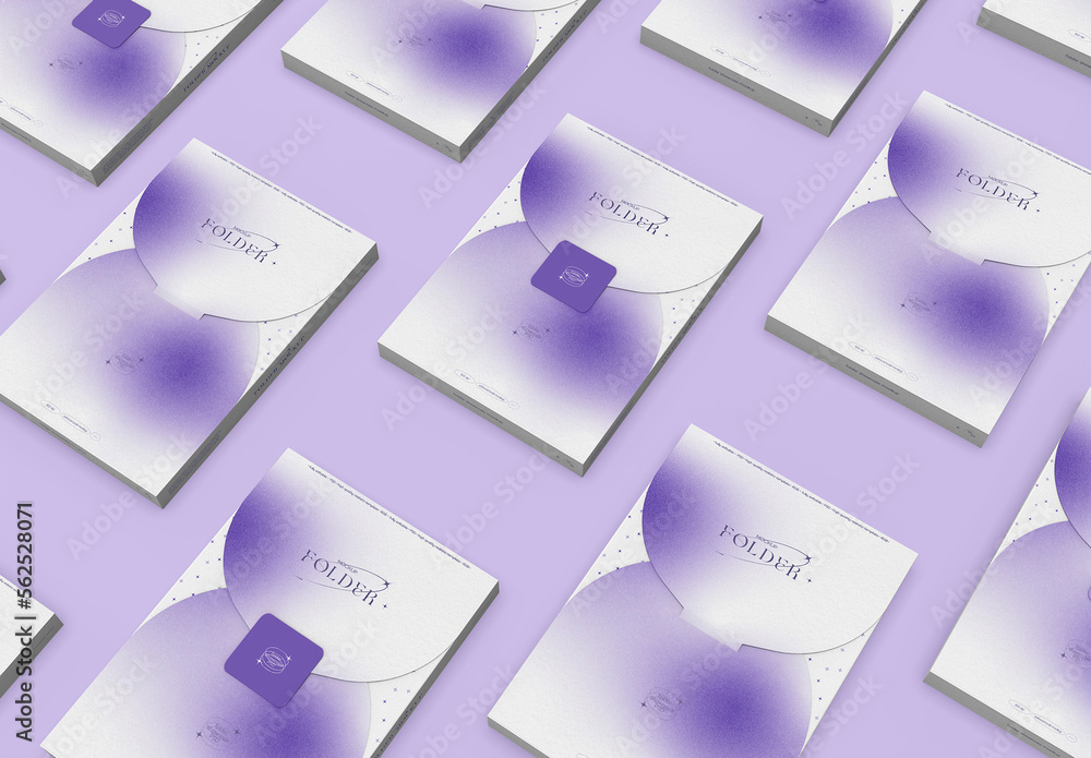 3d Array of Four Flaps Folder Mockup Stock Template | Adobe Stock