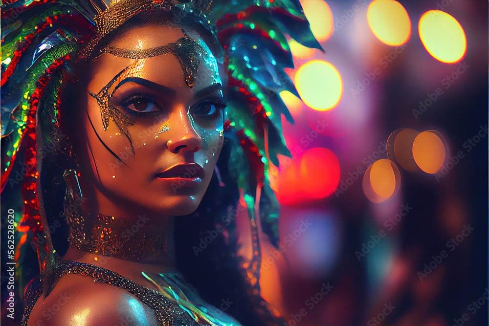 Hot Brazilian Girl Playing Carnaval Generative Ai Stock Illustration Adobe Stock