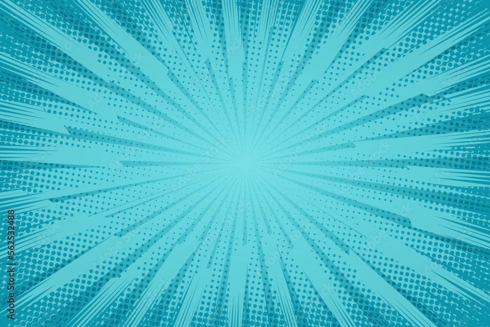 Blue comics background. Abstract lines backdrop. Bright sunrays. Design ...