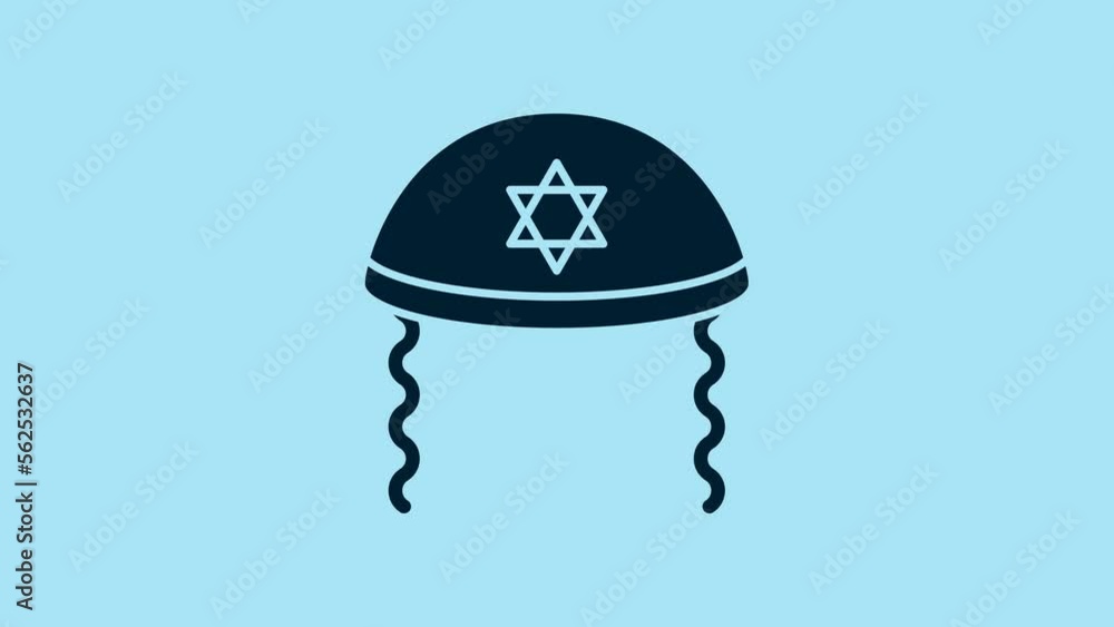 Blue Jewish kippah with star of david and sidelocks icon isolated on ...
