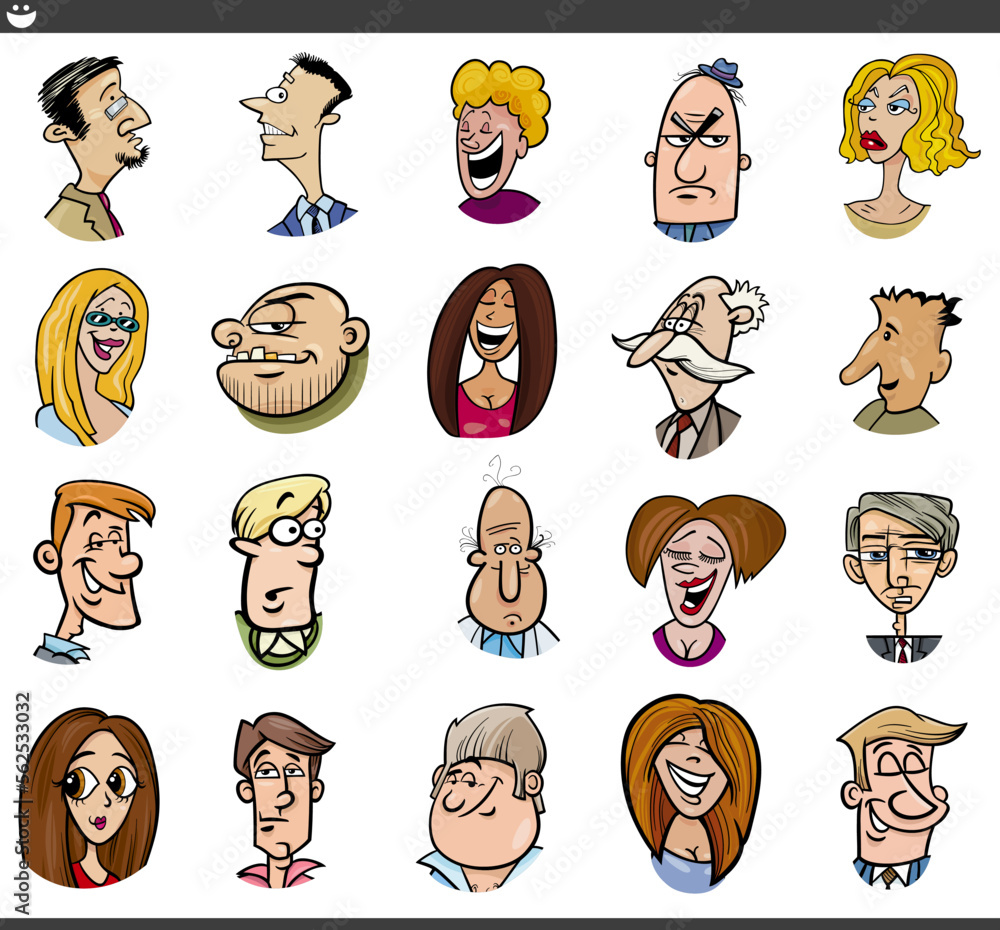 cartoon people characters faces and emotions set Stock Vector | Adobe Stock