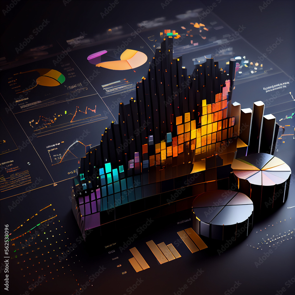 Forex chart with statistic data and market quotes on digital screen ...