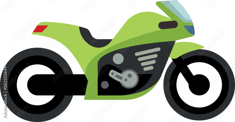 Cartoon motorbike side view. Green motorcycle icon Stock Vector | Adobe ...