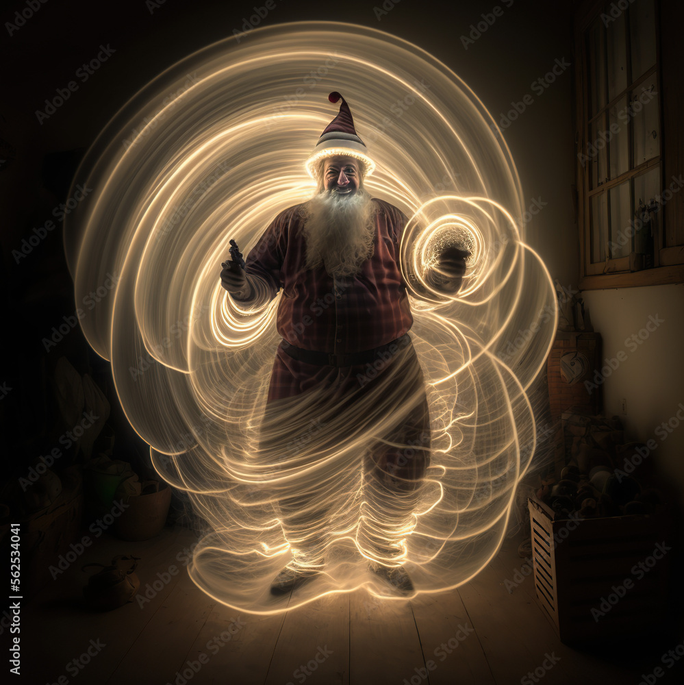Santa Claus with light surrounding him. AI generated art. Stock ...