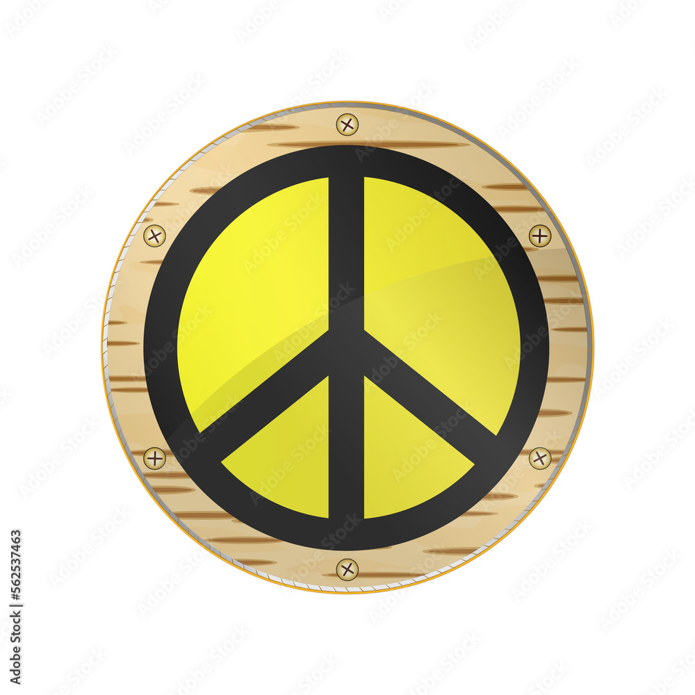 Sign pacifist, peace symbol. Black Hippie sign in gold frame, circle ...
