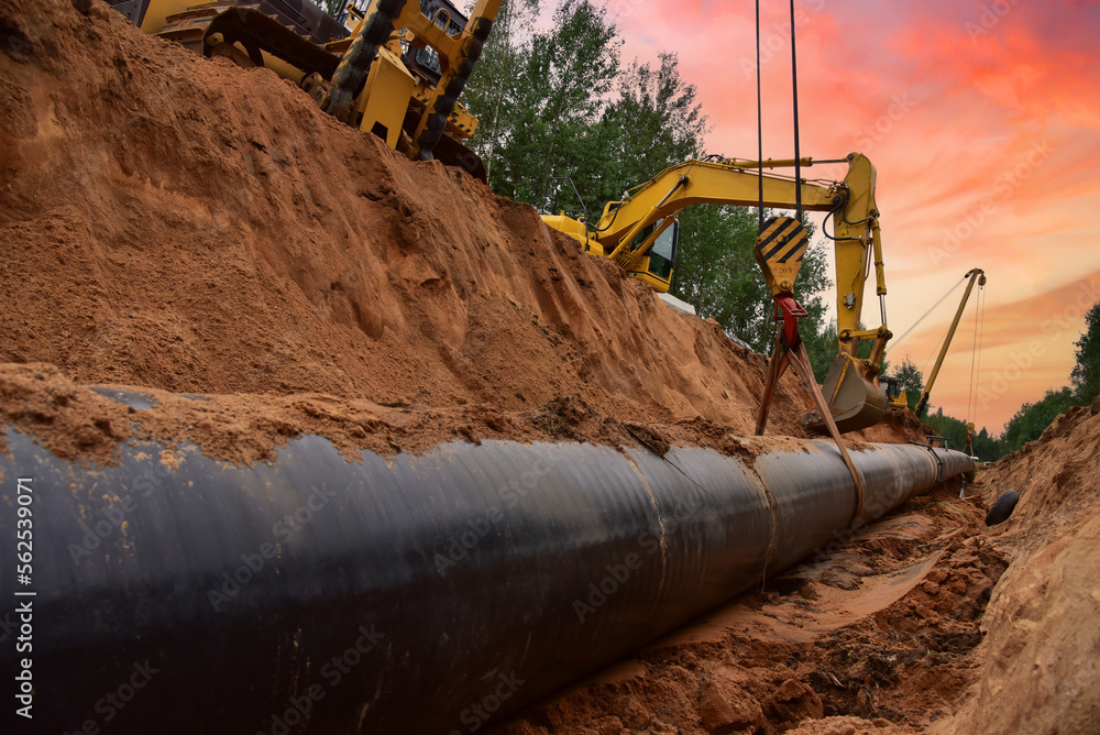 Natural Gas Pipeline Construction. Gas and Crude oil transmission in ...