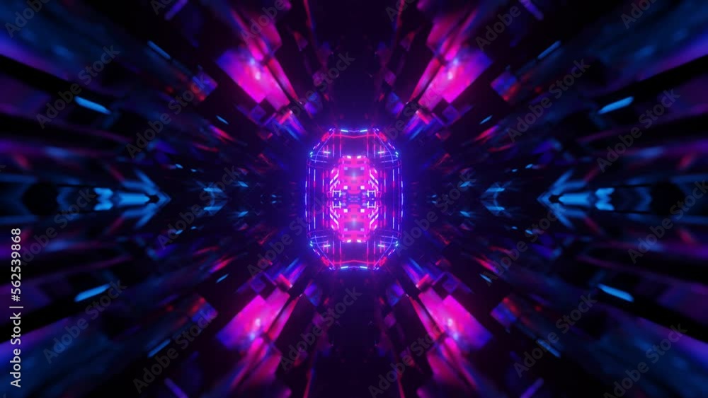 Vidéo Stock symmetrical 3d object or structure rotates and moves inside ...