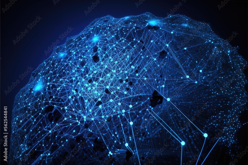 Blue digital network abstract wallpaper created with generative ai ...