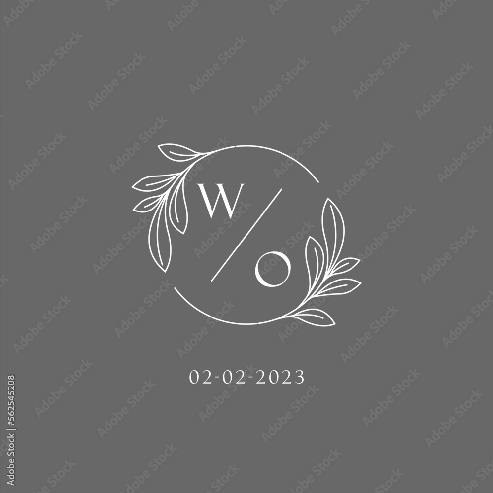 Letter WO wedding monogram logo design creative floral style initial ...