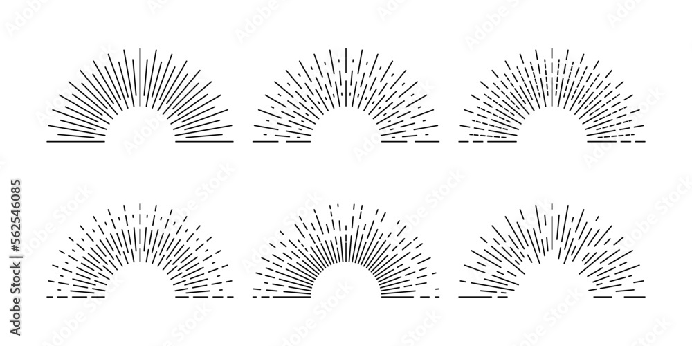 Sunburst set. Sunburst icon collection. Retro sunburst design. Sunrise ...