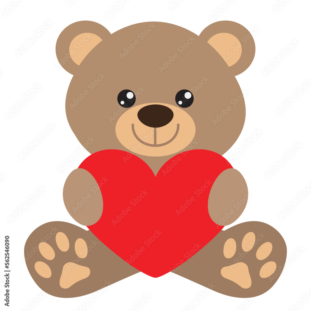 Cute sitting Valentine bear vector cartoon illustration Stock Vector | Adobe Stock
