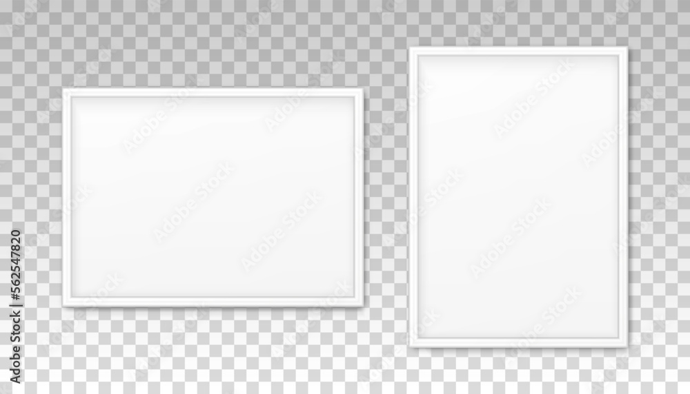Mockup white frame photo on wall. Mock up picture framed. Horizontal ...