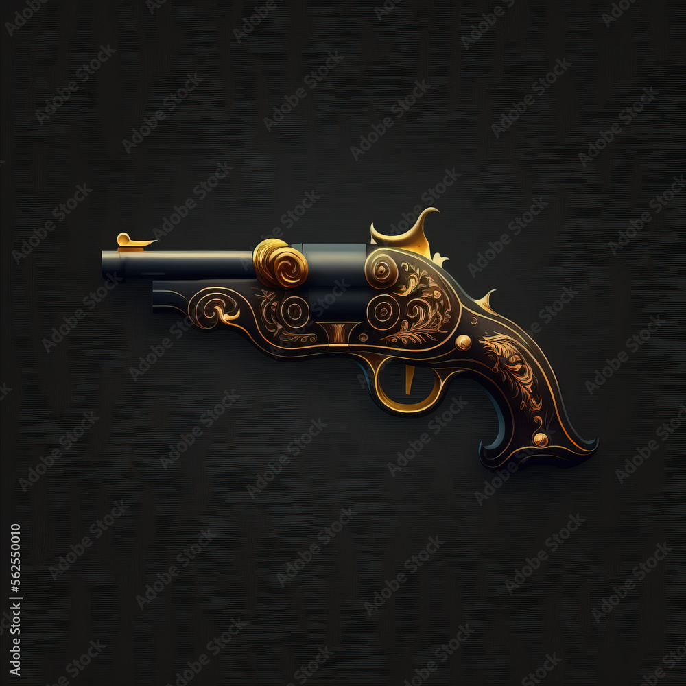 Flintlock pistol icon on black background. Stock Illustration | Adobe Stock