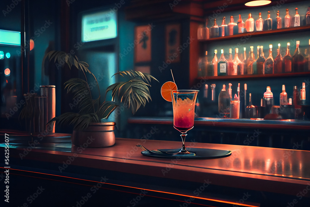 Cocktail on the bar table in the restaurant. Generative AI. Stock ...