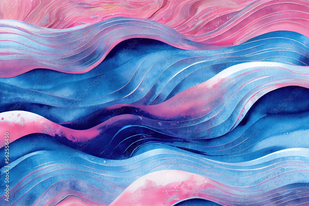 Abstract pink blue wavy with blurred light curved lines background ...