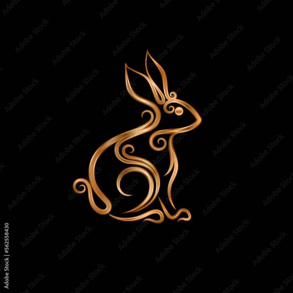 Golden rabbit abstract symbol logo. Luxury gold bunny vector line art ...