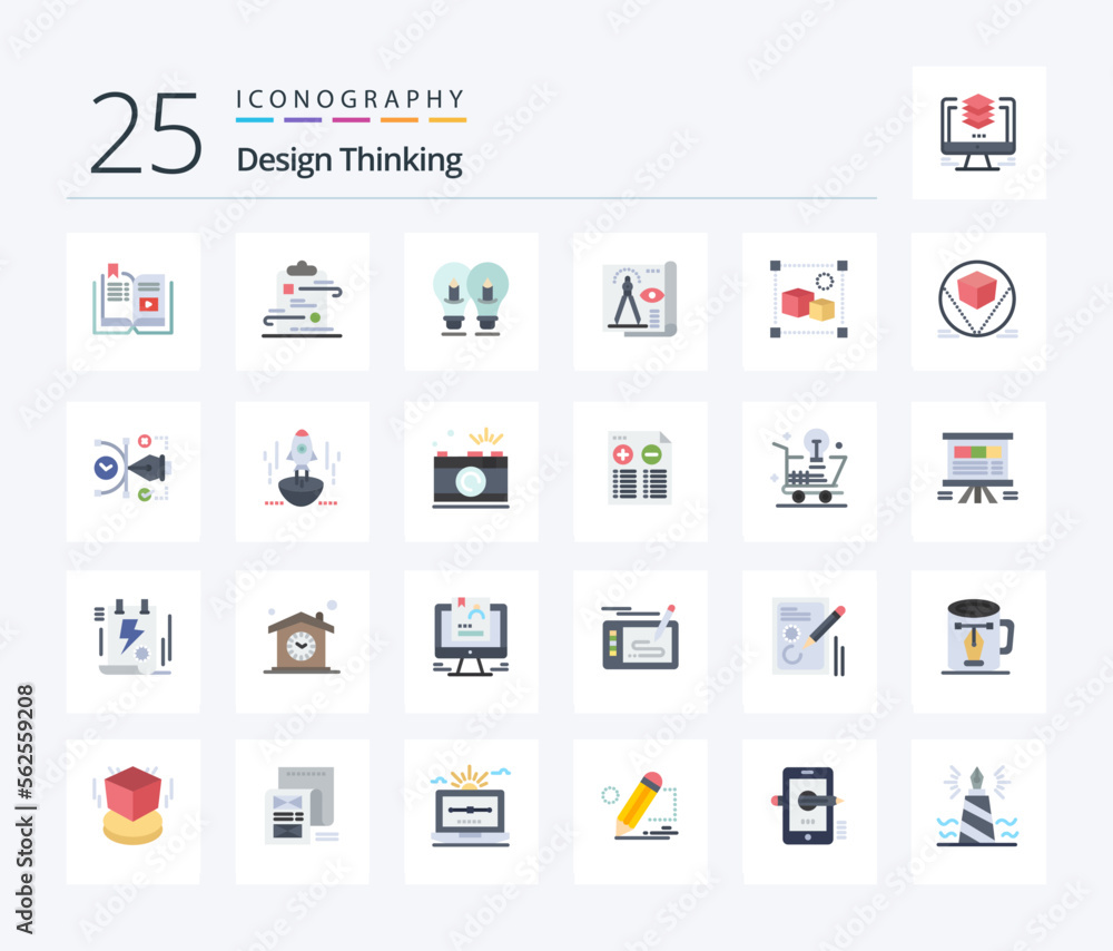 Design Thinking 25 Flat Color icon pack including file. design. paper ...