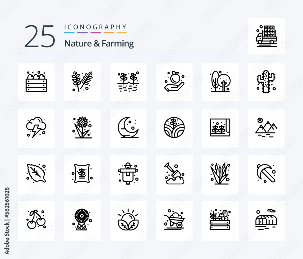 Nature And Farming 25 Line icon pack including plant. plant. farming ...