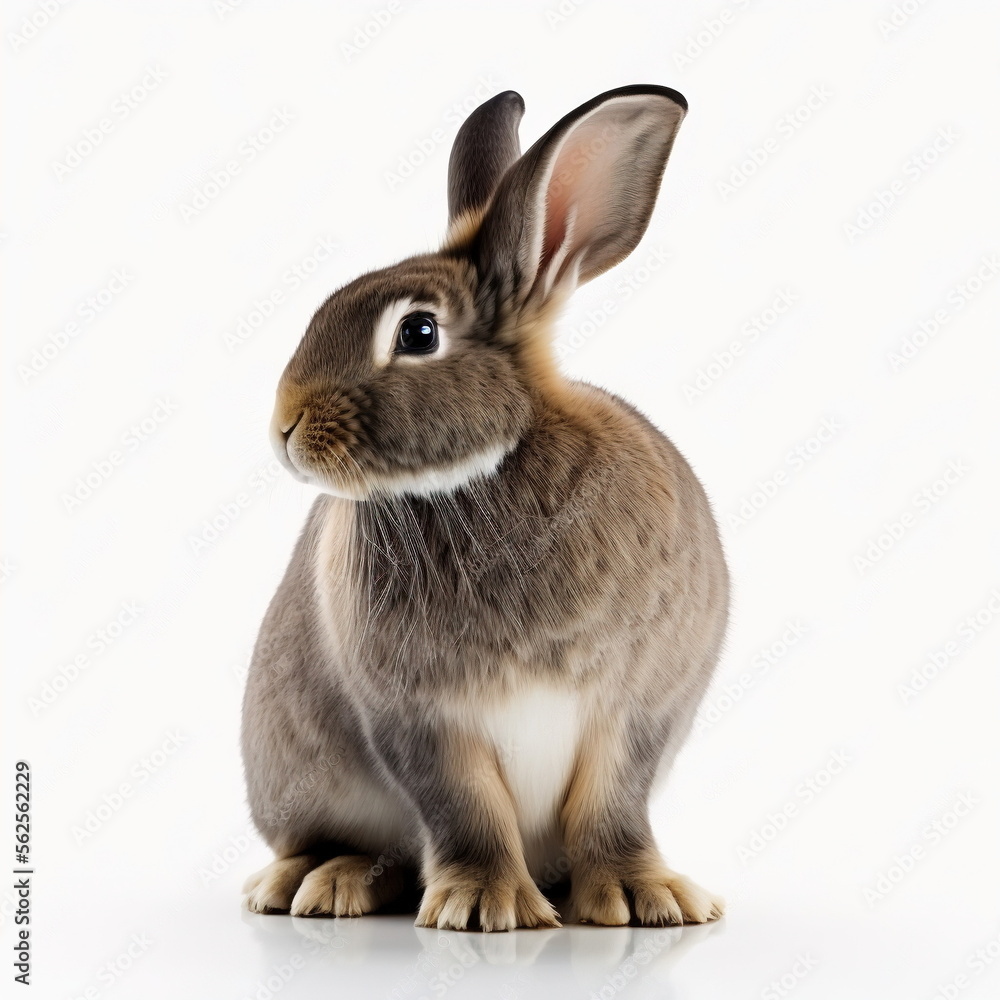 rabbit on white background, full body with free space, Made by AI ...